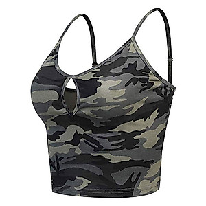 Aniywn Women's Short Crops Camisole Vest T-Shirt Sleeveless Ladies Camouflage Print Tank Tops Blouse