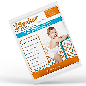 Soaker Stopper Diaper Extender - Washable & Reusable Diaper Extension for Disposable Diapers and Cloth Diapers | Leakproof Diaper Cover Prevent Nighttime Leaks (White, Size 1 (14-20 Inch Waist))