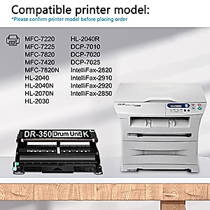 DR-350 DR350 Drum Unit Black Compatible Replacement for Brother DR350 Drum DCP-7010 IntelliFax-2820 2910 MFC-7220 7225 7820 HL-2040 2040N 2070N Series Printer - Toner Not Include