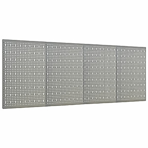 Tidyard 4 Piece Wall-Mounted Peg Boards, Steel Wall Panels with Holes, Metal Tool Pegboards Storage Organizer Gray for Garage, Workbench, Workshop 63 x 22.8 x 0.4 Inches (L x W x T)