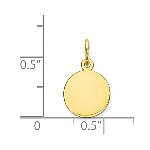 Auriga Fine Jewelry 10k Yellow Gold Plain .013 Gauge Circular Engravable Disc Charm and Pendant Gift for Women