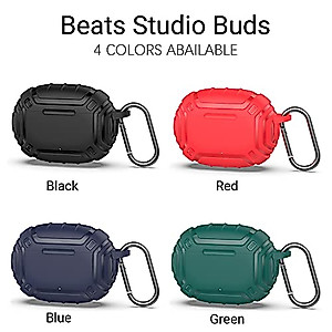 HGSS Personalized Case Compatible for Beats Studio Buds 2021, Custom Name Sturdy Shockproof Protective Case Gift,with Keychain, Blue,Green,Pink,Red