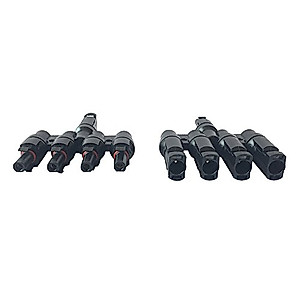 KRXNY Solar Panel PV 1 To 4 T Branch Connectors PV Cable Coupler Combiner Connector Splitter Adapter M/FFFF And F/MMMM 1 Pair