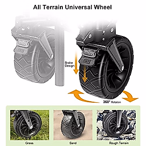 LUXCOL Collapsible Folding Wagon, Heavy Duty Utility Beach Wagon Cart for Sand with Big Wheels, Adjustable Handle&Drink Holders for Shopping, Camping,Garden and Outdoor