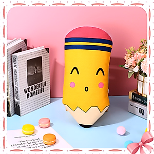 Wonderjune Cute Pencil Pillow Back to School Cushion Classroom Pillow Pencil Pillow for Classroom School Reading Room Birthday Party Decoration