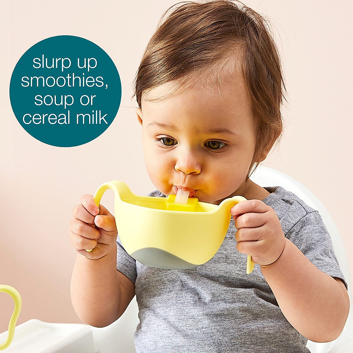 b.box 3 in 1 Toddler Bowl | Includes Straw, Lid & No Spill Snack Insert | Dishwasher & Microwave Safe | BPA Free | Ages 6 mo+ (Ocean Breeze, 8.5 oz)