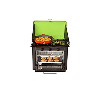 Flame King YSNHT-300 Portable Outdoor Propane Oven Stove Combo for Camping, RV, Tailgating, Trailer, Green/Black