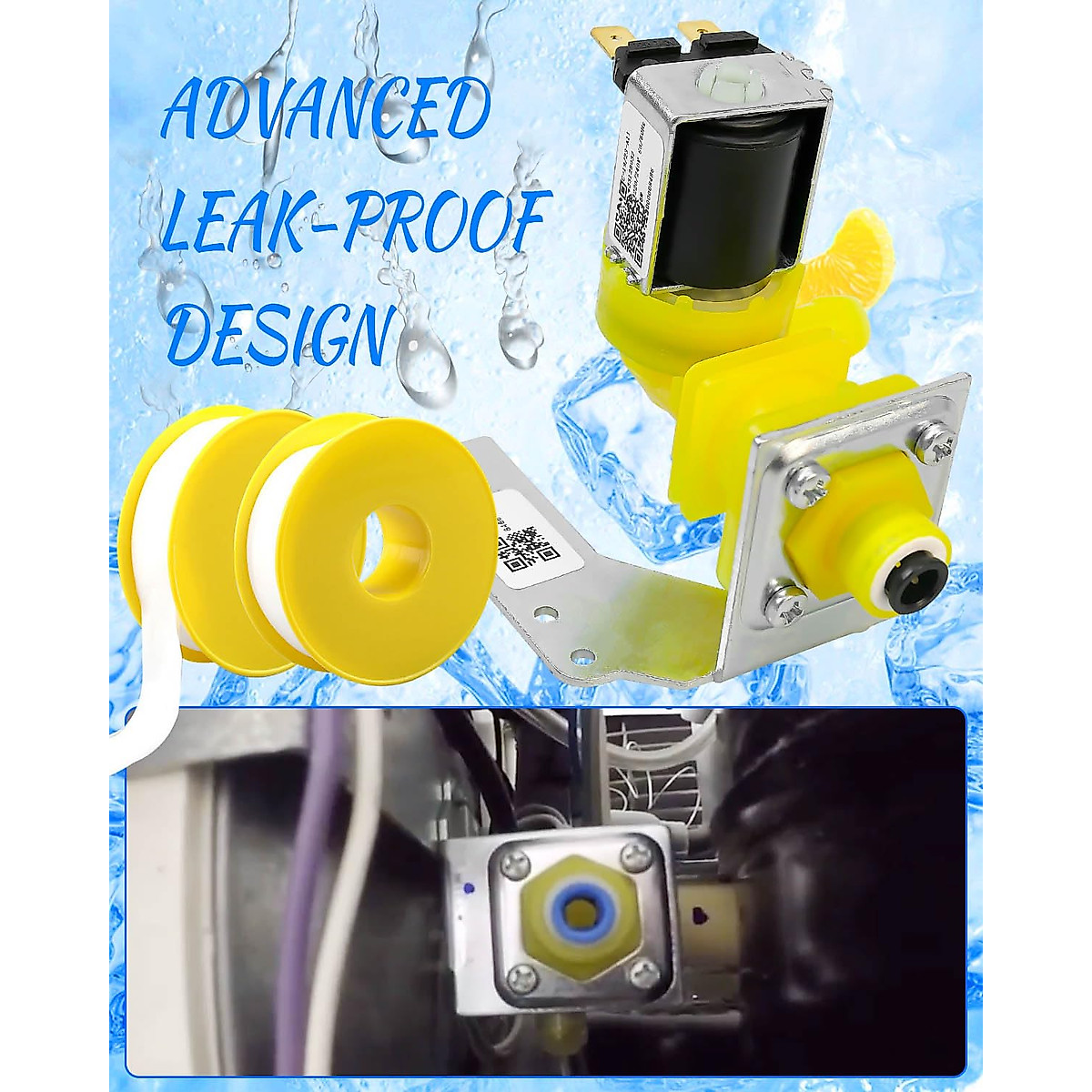 000009121 Ice Machine Water Valve Replacement Kit Compatible with Manitowoc Ice Machines, IH9121 Water Inlet Valve for Ice Machine Maker, 000008486 Water Fill Intake Valve with Sealing Tape