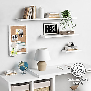 Forbena White Floating Shelves for Bedroom Books Set of 3, Small Wall Bookshelves for Small Spaces, Invisible Wall Mounted Bookshelf for Bathroom Towels, Living Room Decor, Plants, Shoes