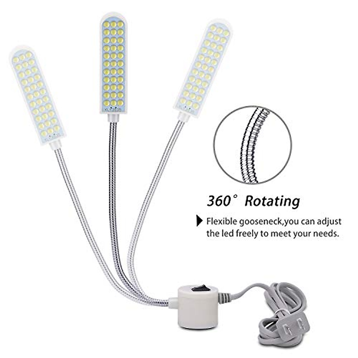 Sewing Machine Light (36LEDs) 8Watt Gooseneck Work Light with Magnetic Mounting Base, White Soft Light for Lathes, Drill Presses, Workbenches (2PACK)