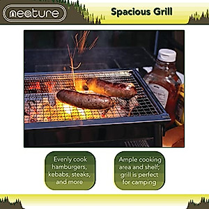 Neature Portable Charcoal Grill for Camping - 8.5in Tall BBQ Grill with Charcoal Fuel for Campsite or Backyard