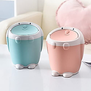 LIFKOME Portable Desk Desktop Trash Can Rabbit Shape Mini Trash Can with Lid Small Countertop Trash Cans Lidded Waste Bin Pen Holder for Car Bedroom Kitchen Office Desktop Green Portable Litter Box
