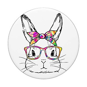 Dy Cute Bunny Face Tie Dye Glasses Easter Day PopSockets PopGrip: Swappable Grip for Phones & Tablets