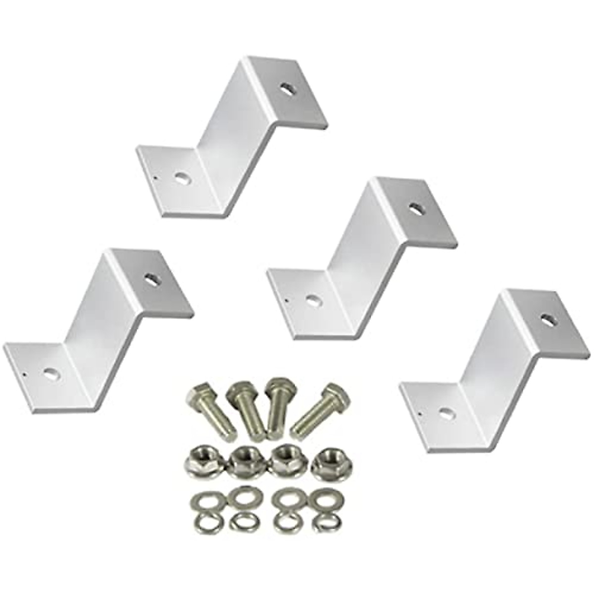 F-ber 1 Set (4pcs) Solar Panel Mounting Hardware Z Type Bracket Aluminum W/Stainless Bolt for RV Boat Off Grid 38mm Width Solar Panels (49*38*25mm/1.93"*1.5"*0.98")