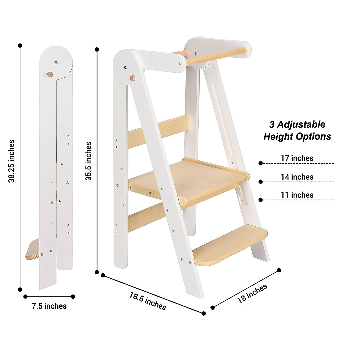 Foldable Learning Stool | Montessori Learning Stool for Toddlers | Folding Step Stool for Kids | Foldable Toddler Tower