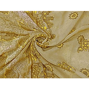 Peegli Vintage Indian Brown Georgette Art Décor DIY Fabric Casual Sarong Wrap Printed Textile