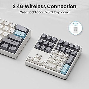 Kisnt Wireless Number Pad, 34 Key 2.4GHz Rechargeable Mechanical Numpad,Gateron Red Switches Hot Swappable Numeric Keypad with PBT Keycaps for Laptop, Mac, PC Desktop