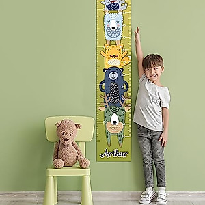 Personalized Kids Growth Chart - 12 Designs, 13oz Vinyl Height Measurement ft. cm, inches Chart for Toddlers - Ruler for Kids