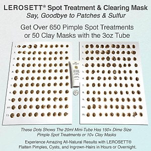 LEROSETT Facial Clay for Acne, Spot Treatment & Clay Mask, For Oily & Congested Skin, Reduces Blemishes, Blackheads & Pimples, Removes Ingrown Hairs, Tighten Pores, Vegan, 650+ Uses