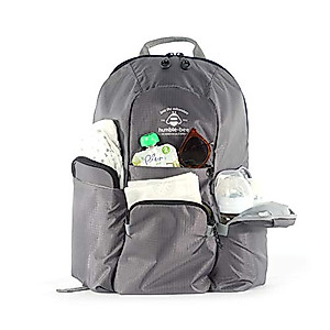 Humble-Bee Free Spirit Backpack Diaper Bag - Removeable Changing Pad - Wipes Case - Durable and Stylish - Water-Repellant (Pebble)