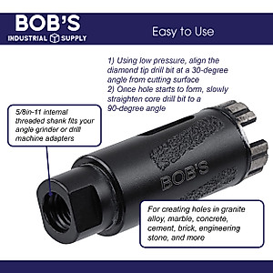 BISupply Diamond Core Bit - 1-3/8 x 4in Hard Stone Tile Drill Bits Concrete Diamond Drill Bits for Granite Cement Holes