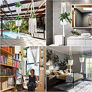 SFENNGPET Macrame Plant Hangers, 6Pack Hanging Planters for Indoor Plants w/ 6 Set Hangers Kit Handmade Macromay Plant Hangers Indoor Flower Pots Holder Stand for Boho Home Décor