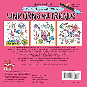Easy and Fun Paint Magic with Water: Unicorns and Friends (Happy Fox Books) Paintbrush Included - Mess-Free Painting for Kids Ages 4-6 to Create Unicorns in Space, Over Rainbows, and More
