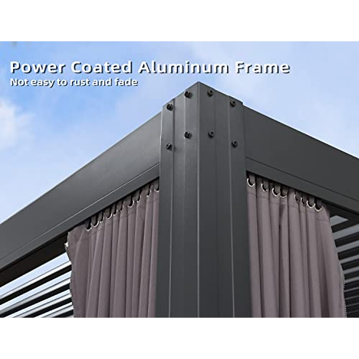 PURPLE LEAF Outdoor Louvered Pergola 12' × 16' Adjustable Metal Roof Hardtop Gazebo