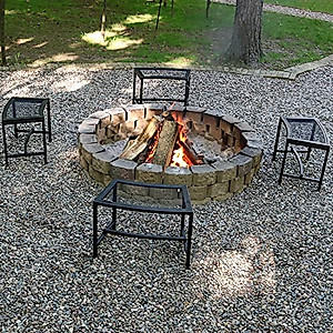 Sunnydaze Outdoor Curved Fire Pit Bench - Rustic Backyard Backless Powder-Coated Black Metal Mesh Garden, Patio, Porch and Deck Chair Seating - Set of 4