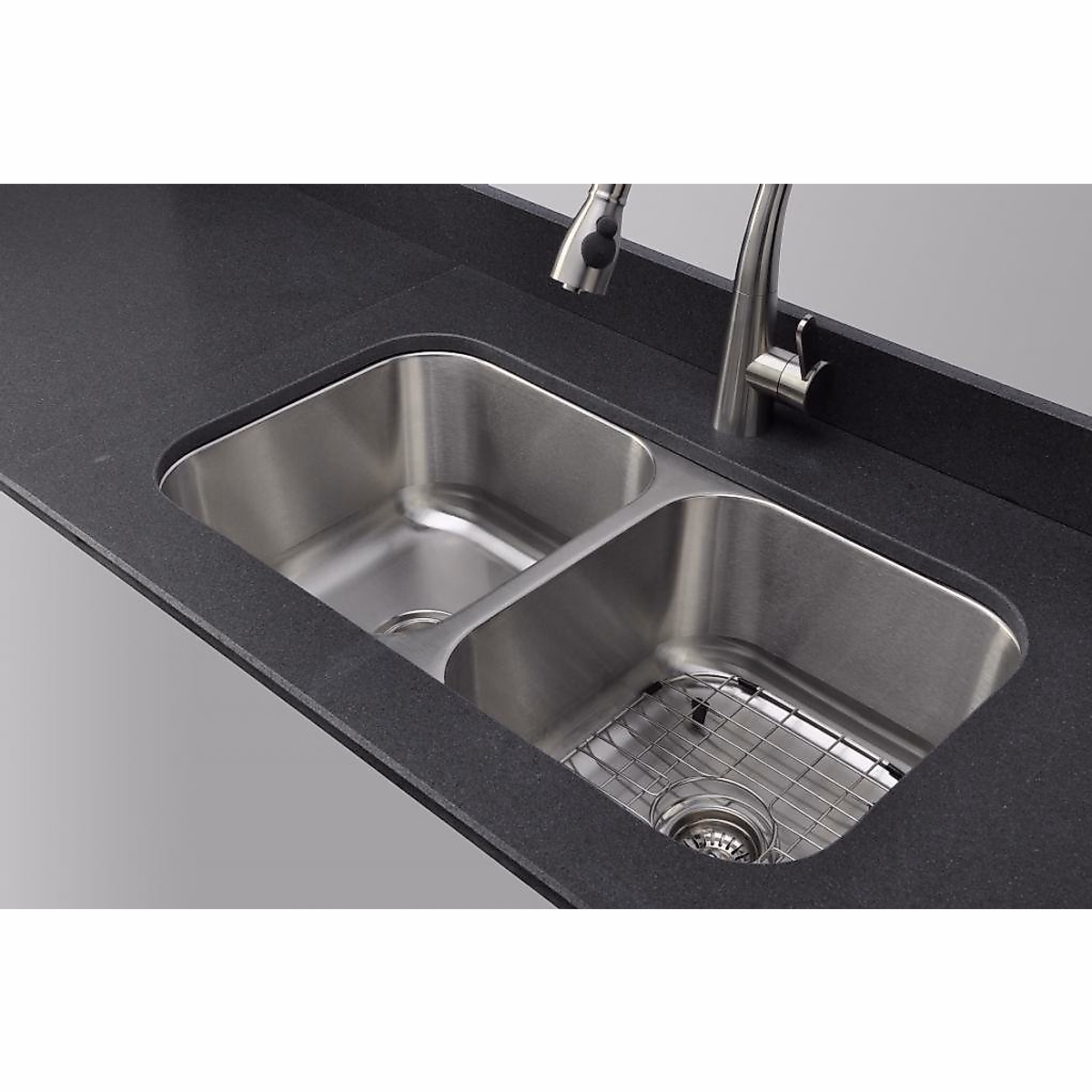 Wells Sinkware CMU3318-99-16-1 Craftsmen Series Stainless Steel Kitchen Sink Package, 33" 50/50 9" Deep, Brushed Matte Finish