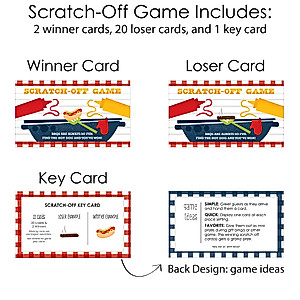 Big Dot of Happiness Fire Up the Grill - Summer BBQ Picnic Party Game Scratch Off Cards - 22 Count