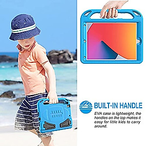 SUPNICE Kids Case for iPad 10.2 inch, iPad 9th/8th/7th 2021/2020/2019 Generation Case with Built-in Screen Protector, Durable Shockproof Lightweight Handle Stand Kids Cover for iPad 9/8/7 Gen, Blue