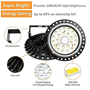 LED High Bay Light 100W 10pcs, 10000LM UFO LED High Bay Light, 6000K High Bay LED Lights, IP54 Warehouse LED Lights Commercial Warehouse Area Light Fixture Bay Lighting for Garage Factory Workshop