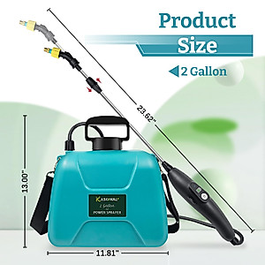 2 Gallon Electric Garden Sprayer, Battery Powered Sprayer with 3 Mist Nozzles, Yard Pump 2 Gallon Sprayer with Retractable Wand, Water Lawn Sprayer with Adjustable Shoulder Strap for Gardening