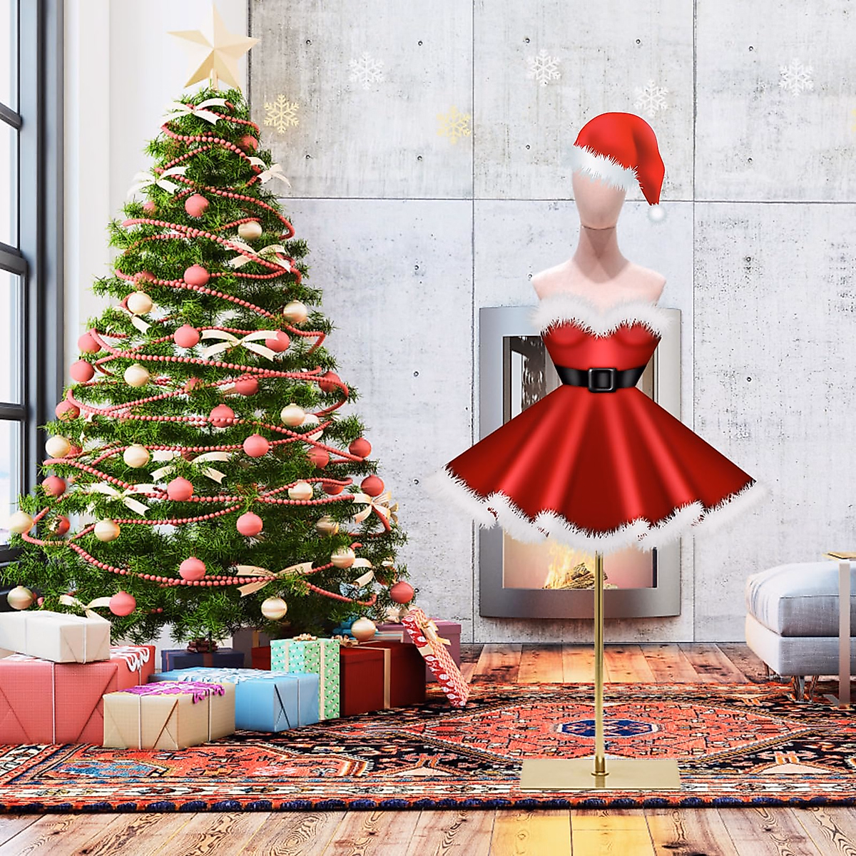 Female Dress Form, Pink Velvet Mannequin Body with Metal Stand, Detachable Dress Form for Retail Clothing Shops, Trade Shows, Online Boutiques, Craft Shows, Jewelry Display, Height Adjustable