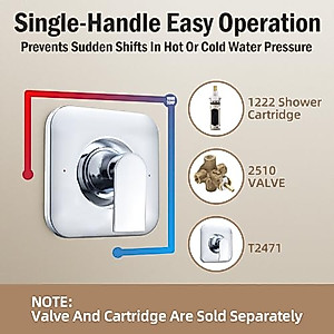 Replacement for Moen T2471 Genta LX Posi-Temp Valve Shower Trim Kit, Shower Lever Handle, Chrome