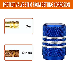 Senzeal 5X Aluminum Car Tire Valve Stem Caps Round Style Air Covers Blue