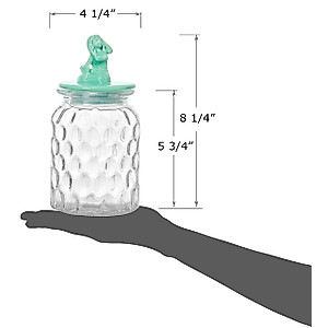 Red Co. 32.75 Oz Dimpled Glass Food Storage Jar with Mermaid Ceramic Airtight Lid, Clear/Teal Blue