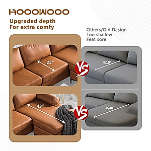 HOOOWOOO Faux Suede Leather L Shaped Couch,100" Sectional Sofa with Reversible Left/Right Facing Chaise,Modern Comfy Deep Seat Couch for Living Room Office Small Space,Chocolate Dark Brown