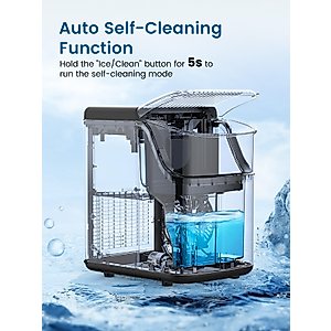 COWSAR Nugget Ice Makers Countertop, Soft Chewable Crushed Ice Maker Machine, Portable Pebble Ice Maker Countertop, 34Lbs/Day, Self-Cleaning, One-Button Operation Ice Machine for Home Kitchen Party