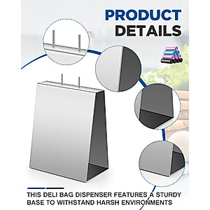 Blulu 2 Pcs Stainless Steel Deli Bag Dispenser Heavy Duty Sandwich Bag Holder Grocery Bag Stand for Retail Store Home Restaurant Kitchen , 11.5''H x 9''L x 6''D