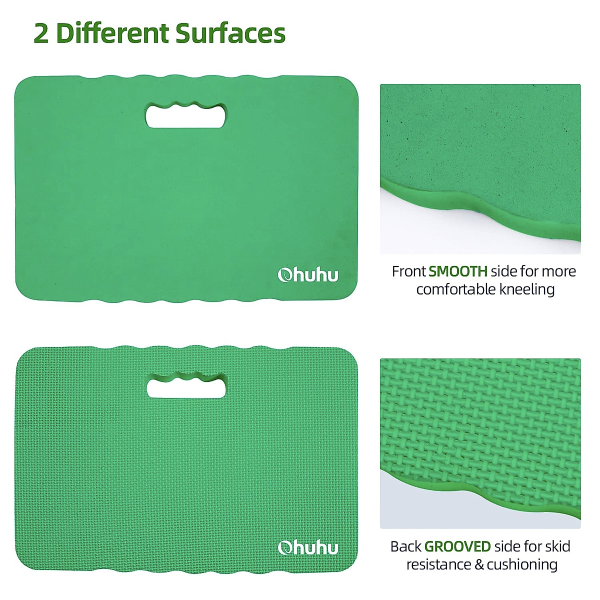 Ohuhu Garden Kneeler and Seat with Green Kneeling Pad, Upgraded Gardening Stool with Thicker and Wider EVA Foam Kneeling Pad Combo with 17x11x1.5 Inch Knee Mat