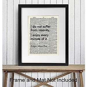 Edgar Allan Poe Quote, Dictionary Art - 8x10 Upcycled Wall Decor, Home Decoration for Bedroom, Living Room, Office, Apartment - Cool Unique Gift, Funny Saying - Unframed Poster Print Picture Photo