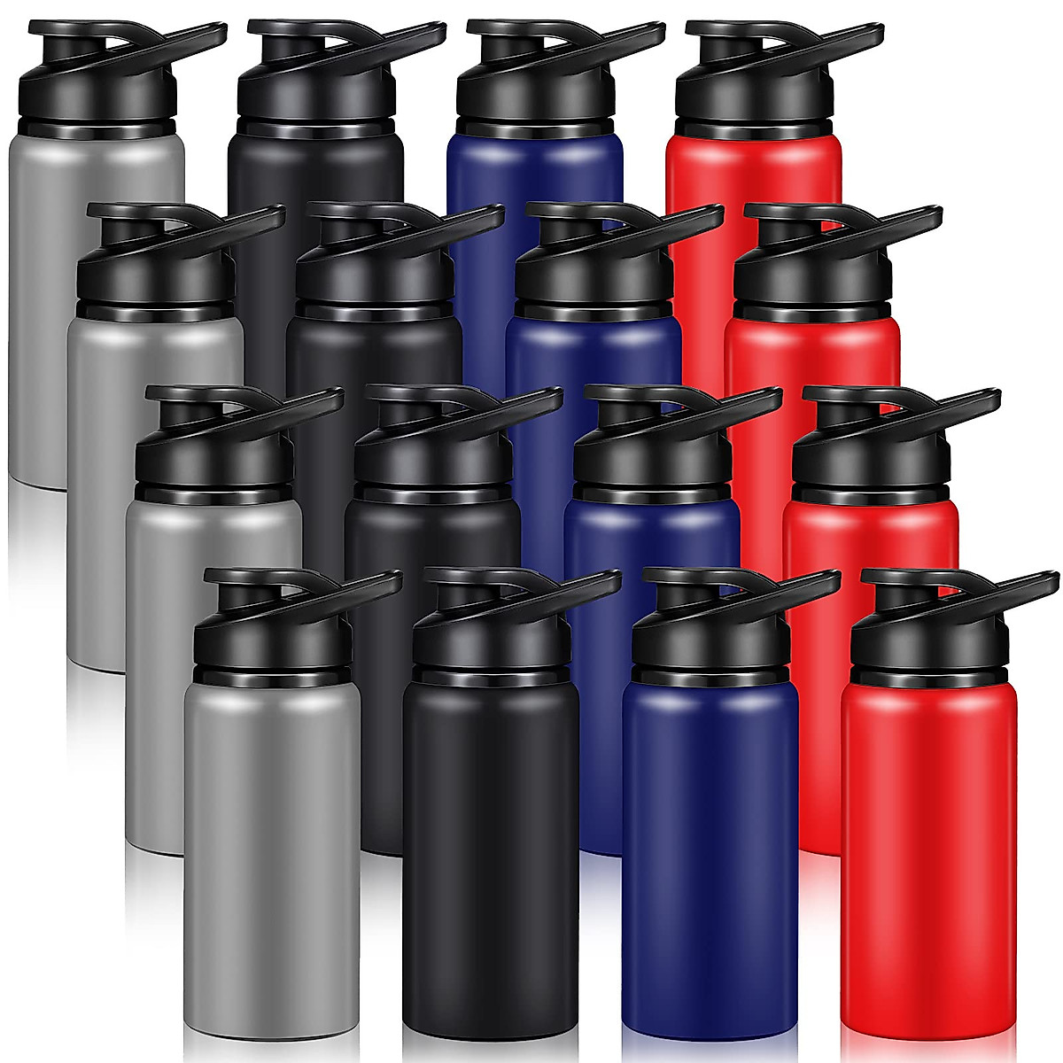 Mimorou 16 Pack Aluminum Water Bottles Metal Travel Bottles with Snap Lid Aluminum Reusable Sports Bottles Lightweight Leak Proof Water Bottles Bulk for Gym Hiking Cycling Sports Outdoor (17 Oz)