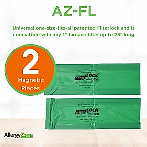 AllergyZone FilterLock Furnace Filter Slot Seal – Magnetic Seal Cover for Any 1” Furnace Filter, Up To 25” Long, Reduce HVAC Air Leaks, Green
