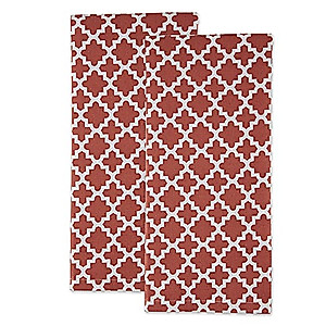 DII Lattice Basics Collection Kitchen Essentials, Dishtowel Set, Vintage Red, 2, Piece