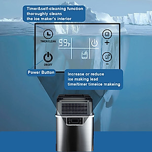 WATOOR Countertop Ice Cube Maker Ice Machine, 45Lbs/24H, 24 pcs Square Clear Solid Ice Cube in 15 Mins, Stainless Steel Ice Cube Maker with Ice Scoop, Perfect for Home/Kitchen/Office/Bar