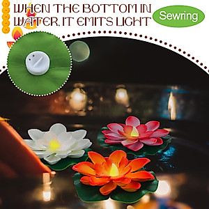 Tujoe 6 Pcs Diwali Lotus Decoration Floating Lotus with Lights Plastic Flower Diwali Artificial Lotus Traditional Indian Decor for Diwali Puja Home Outdoor Party Decoration (5.71 Inch)