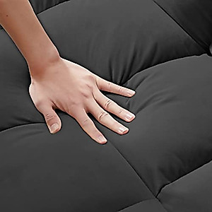 55.2" Modern Velvet Loveseat Futon Sofa Couch w/Pull-out Bed, Small Lounge Sofa w/Reclining Backrest, Toss Pillows, Pockets, Furniture for Living Room,3 in 1 Convertible Sleeper Sofa Bed, Black