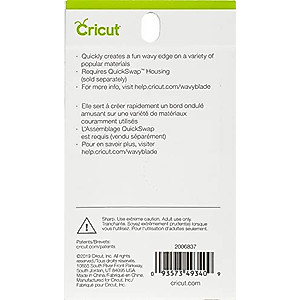 Cricut Wavy Replacement Blade, Stainless Steel Rotary Blade, 2 mm Length / 0.8 mm Height, Cuts Vinyl, Iron-On, Paper, Fabric & More, Compatible with Cricut Maker Cutting Machine, Silver